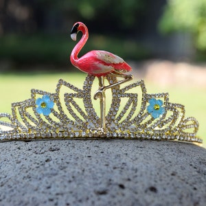 Pink Flamingo Tiara, Luau Pool Party Crown, Hawaiian Theme Birthday ...