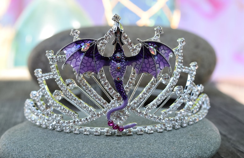 Dragon Tiara, Dragon Warrior Princess Crown, Blue Rhinestone Dragon ...
