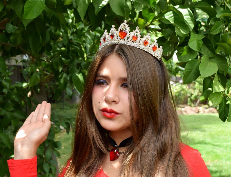Bridget Good Queen of Hearts Crown, Small Rose Crown W/ Red Hearts ...