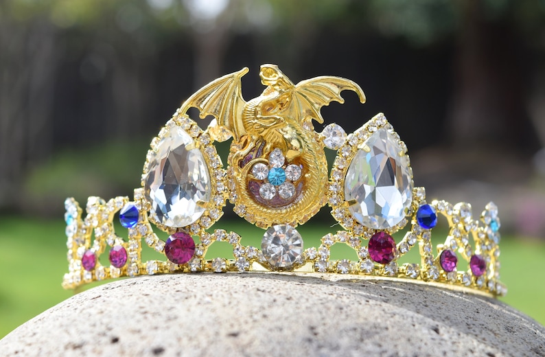 Mal Dragon Tiara Gold Dragon Crown Mal Engagement Costume | Etsy