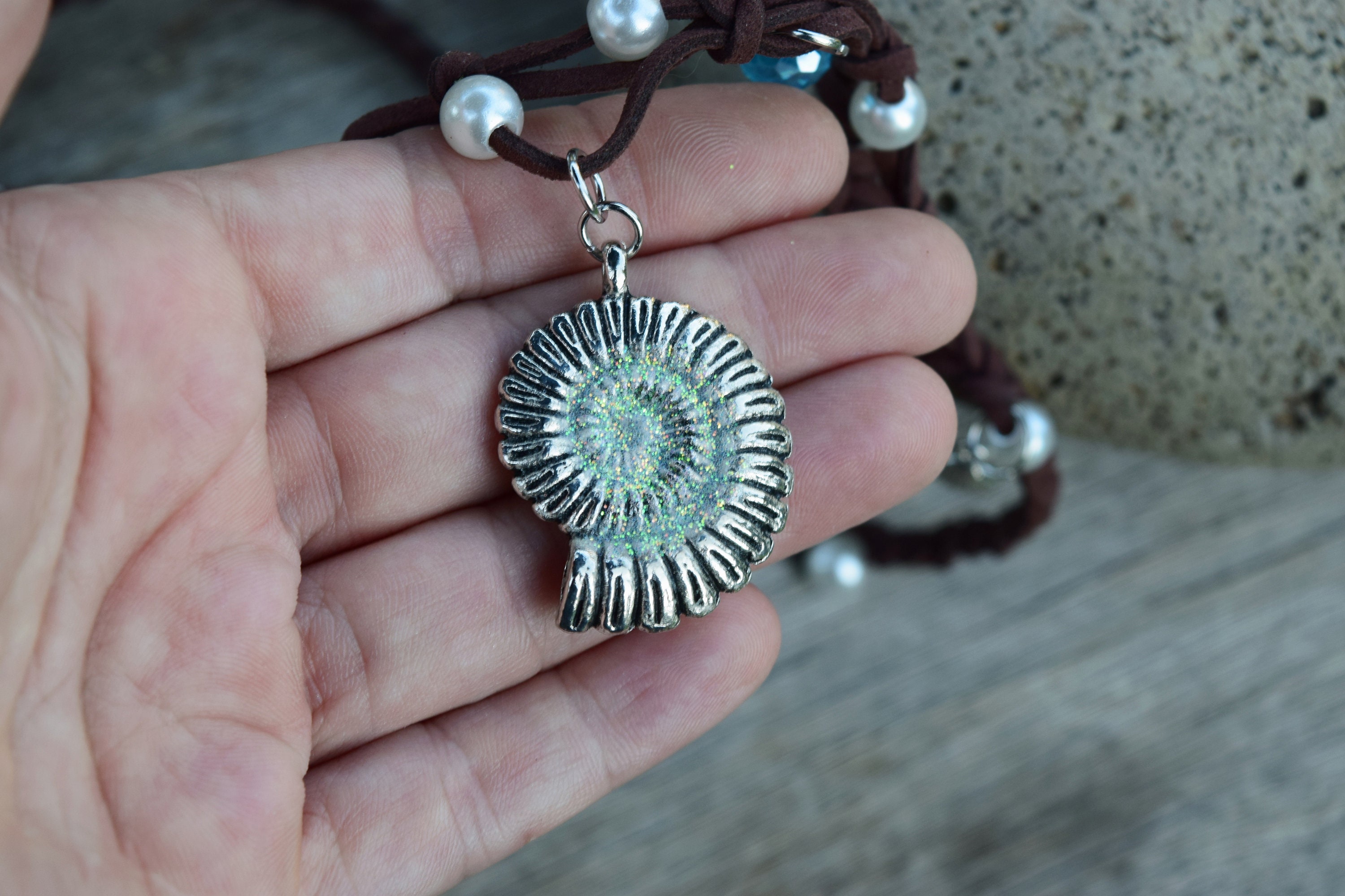 Glowing Uma Necklace, Glow in the Dark Nautilus Sea Shell, Ursula ...