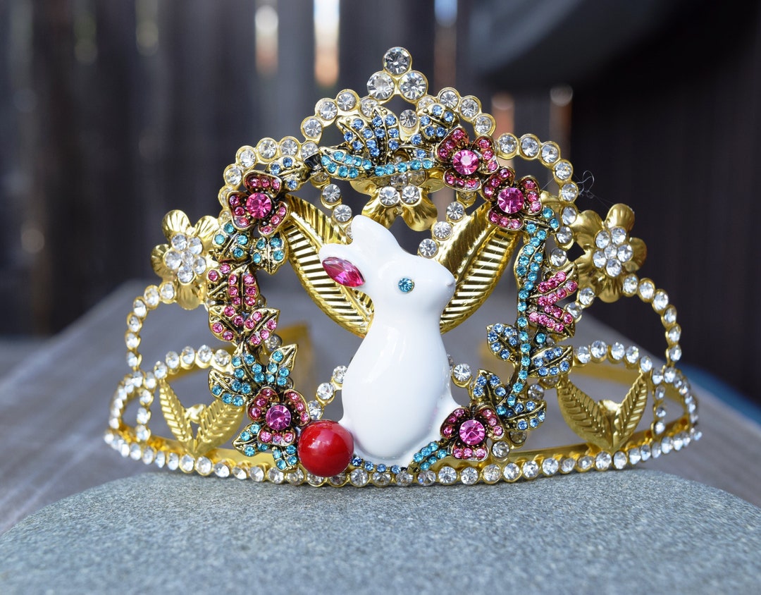 Easter Tiara, Easter Bunny Crown, Easter Pageant Crown, Gold Rhinestone ...