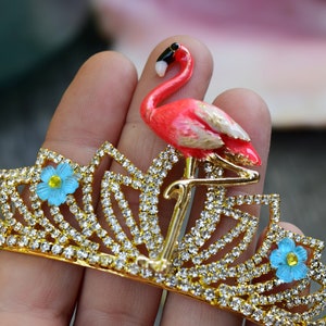 Pink Flamingo Tiara, Luau Pool Party Crown, Hawaiian Theme Birthday ...