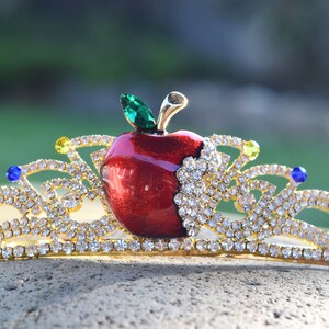 Red Apple Rhinestone Tiara, Snow White Costume Tiara, Teacher Gift ...