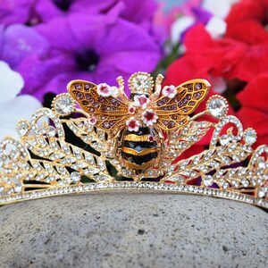 Honey Bee Crown, Gold Bee Tiara, Queen Bee Tiara, Flower Girl Headband ...
