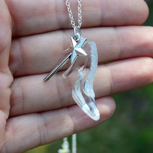 Glow Cinderella Necklace, Glass Slipper Necklace, Magic Wand Necklace ...