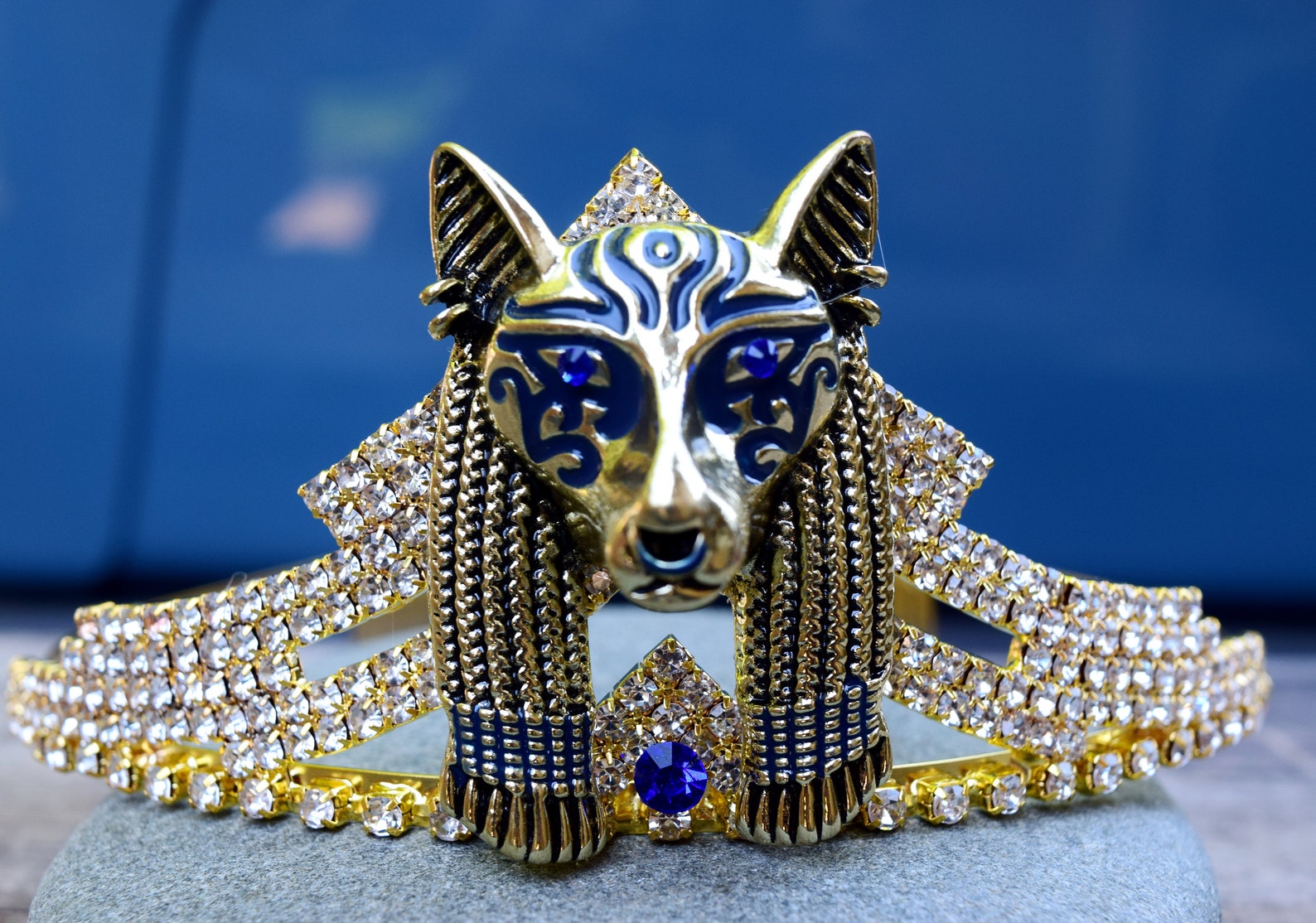 Egyptian Goddess Crown, Anubis Gold Tiara, Canine Wolf Head Ancient God ...