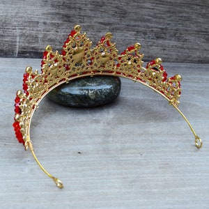 Princess Red Queen of Hearts Crown, Small Red Crown W/ Black Hearts ...