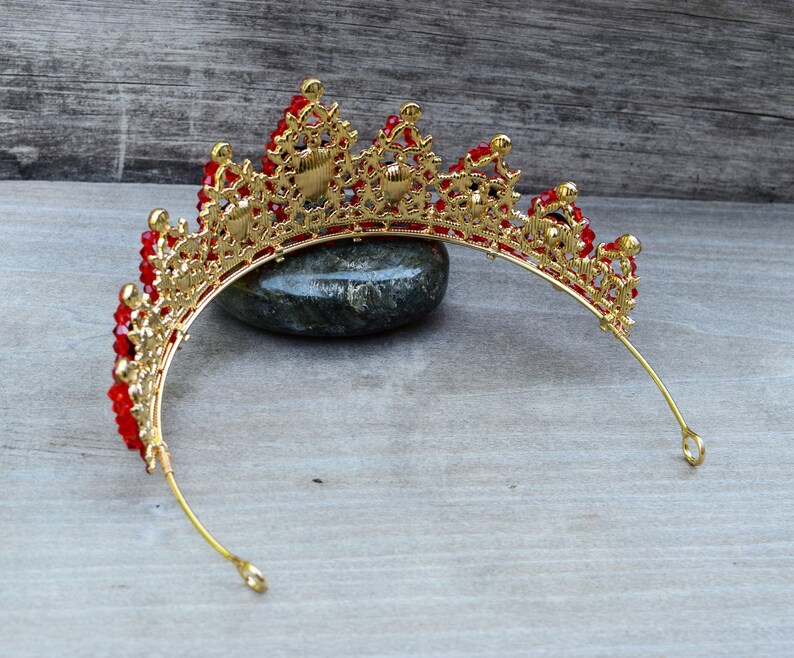 Bridget Good Queen of Hearts Crown, Small Rose Crown W/ Red Hearts ...
