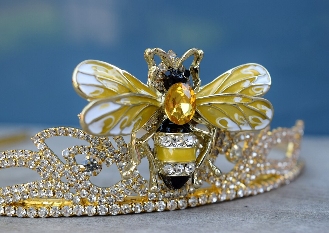 Queen Bee Crown, Gold Rhinestone Bumblebee Headband, Yellow Honey Bee ...