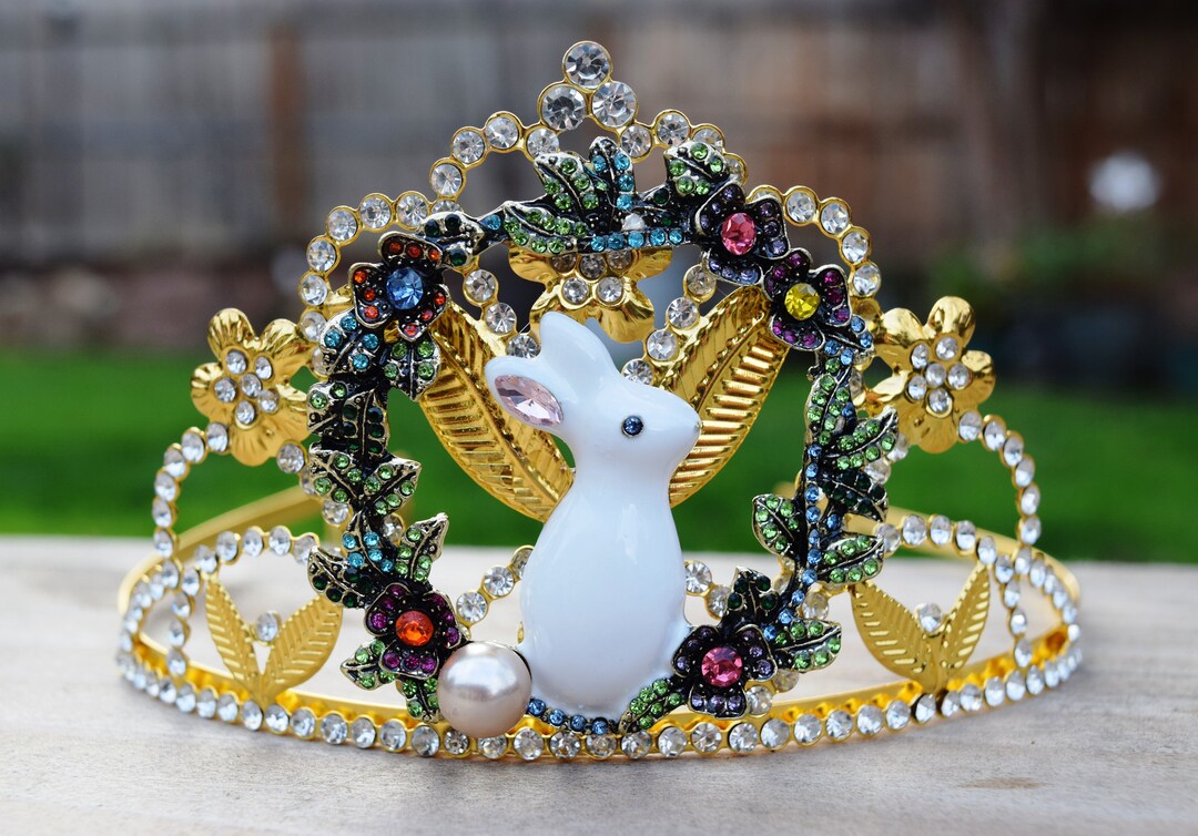 Easter Tiara, Easter Bunny Crown, Easter Pageant Crown, Gold Rhinestone ...