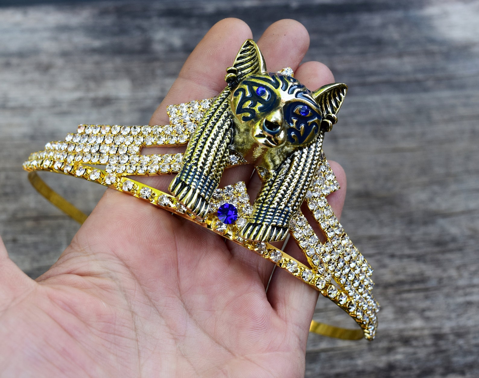 Egyptian Goddess Crown, Anubis Gold Tiara, Canine Wolf Head Ancient God ...