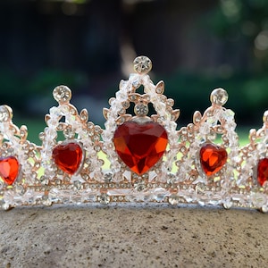 Bridget Good Queen of Hearts Crown, Small Rose Crown W/ Red Hearts ...