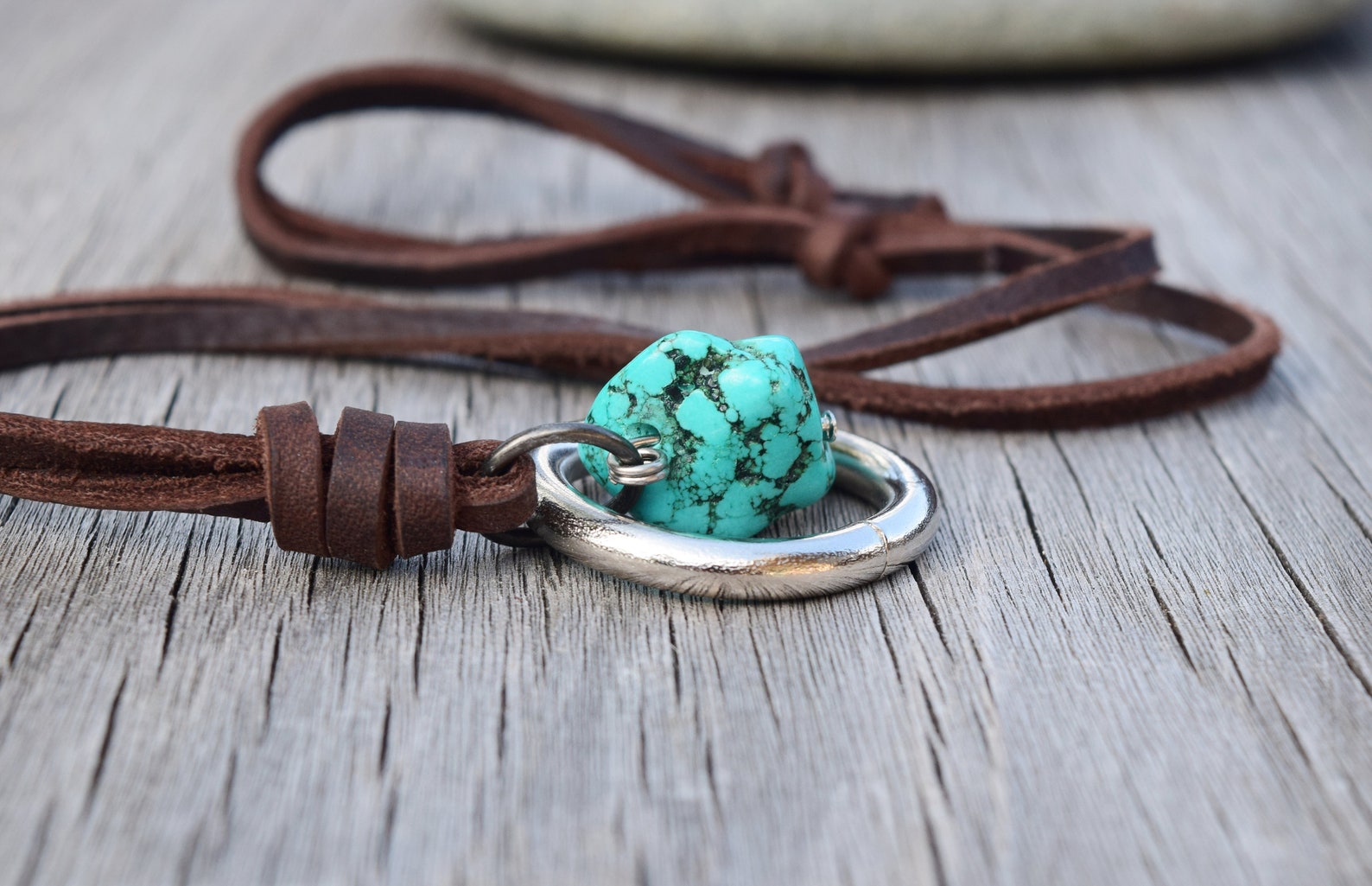 Men's Statement Leather Raw Turquoise Howlite Stone - Etsy