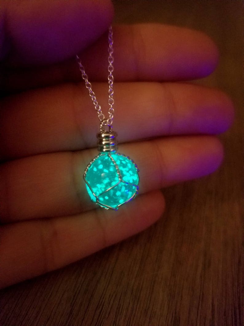 Glow Holy Materia Necklace Aqua/Green Glowing Orb Fantasy | Etsy