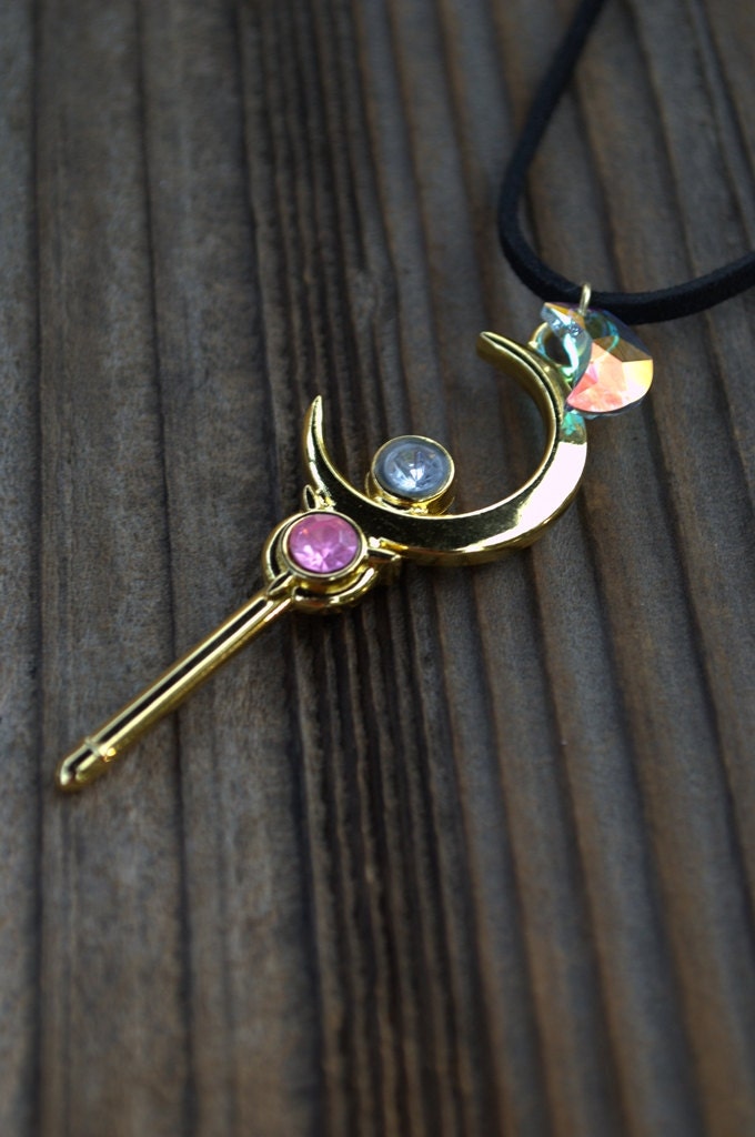 Moon Wand Necklace, Crescent Transformation Wand, Crescent Moon Wand ...