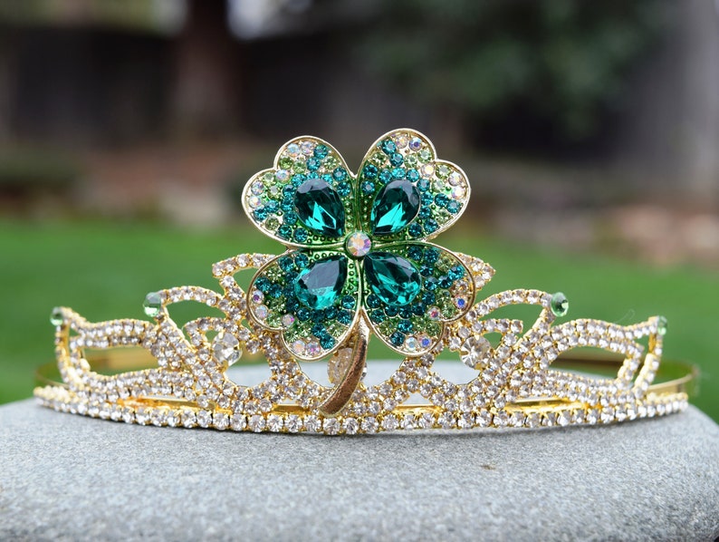 St Patrick's Day Tiara, Four Leaf Clover Headband, Irish Shamrock Saint ...