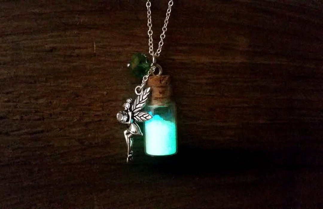 Glow in the Dark Fairy Necklace, Glowing Tinkerbell Necklace, Glowing ...