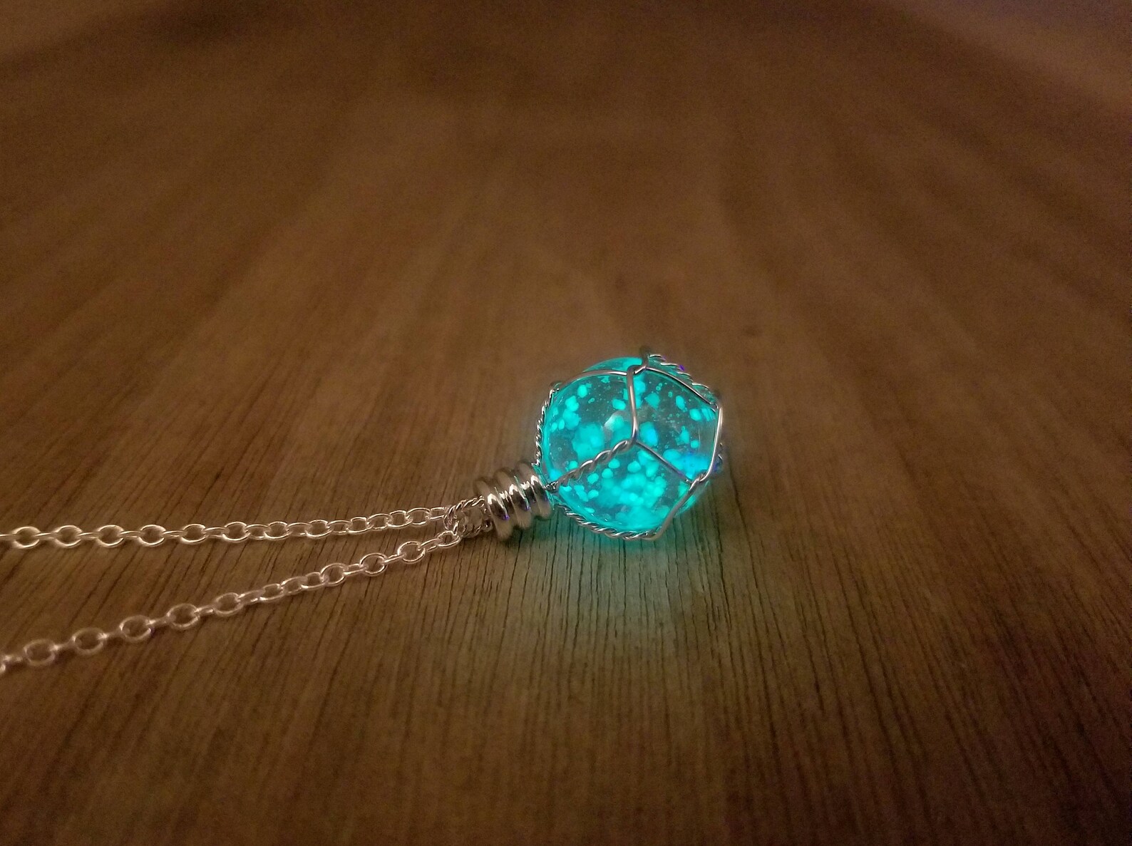 Glow Holy Materia Necklace Aqua/Green Glowing Orb Fantasy | Etsy