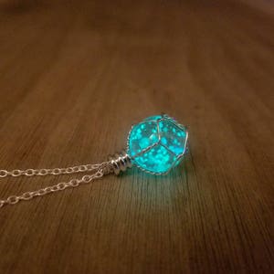 Glow Holy Materia Necklace, Aqua/green Glowing Orb, Fantasy Wire ...