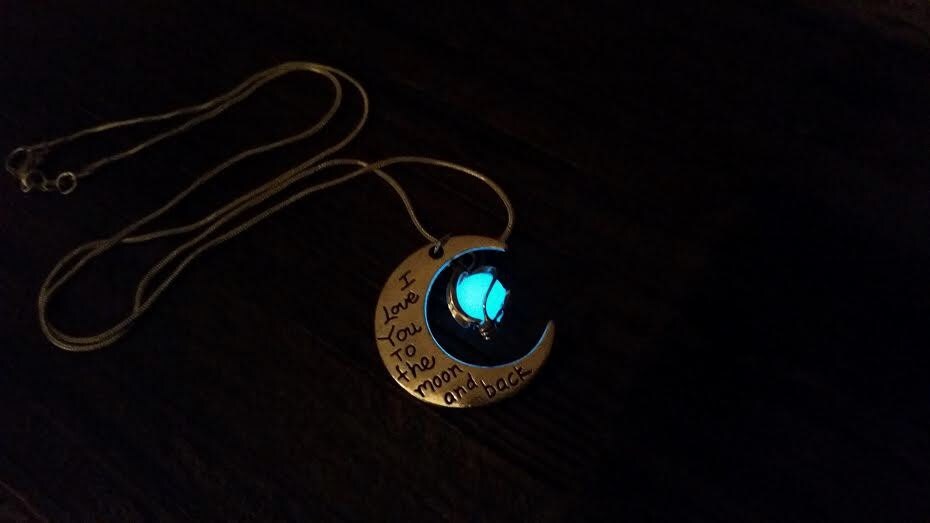 I Love You to the Moon Glow Necklace, Glowing Orb Crescent Moon, Gift ...