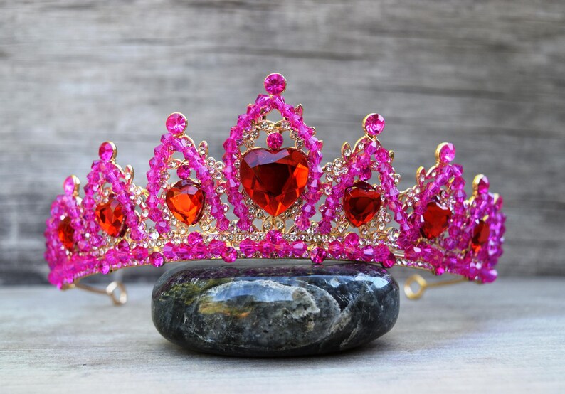 Bridget Good Queen of Hearts Crown, Small Rose Crown W/ Red Hearts ...