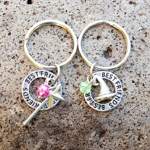 Pair Wicked Best Friend Keychains, Set of Elphaba Witch Hat and Glinda Wand Key Chains, Wizard ...