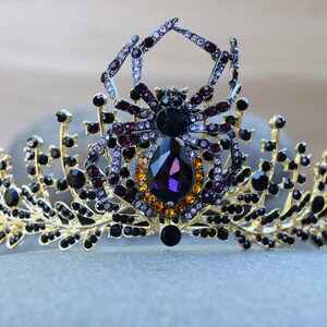 Spider Queen Tiara, Vampire Crown, Gold and Black Rhinestone Gothic ...