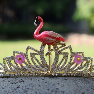 Pink Flamingo Tiara, Luau Pool Party Crown, Hawaiian Theme Birthday ...