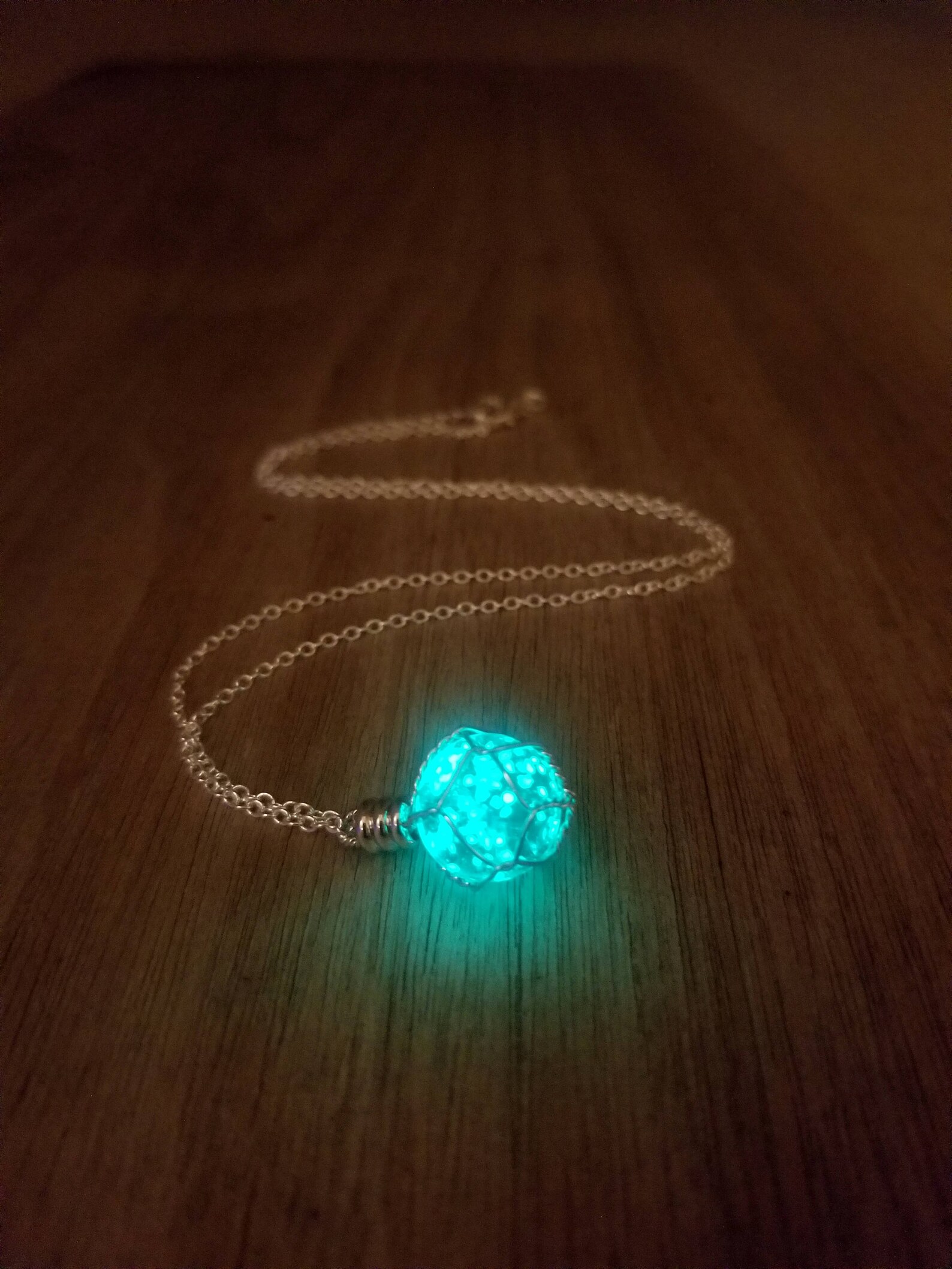 Glow Holy Materia Necklace Aqua/Green Glowing Orb Fantasy | Etsy