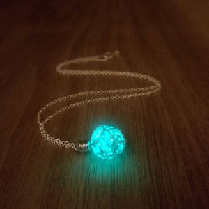 Glow Holy Materia Necklace, Aqua/green Glowing Orb, Fantasy Wire ...