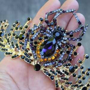 Spider Queen Tiara, Vampire Crown, Gold and Black Rhinestone Gothic ...