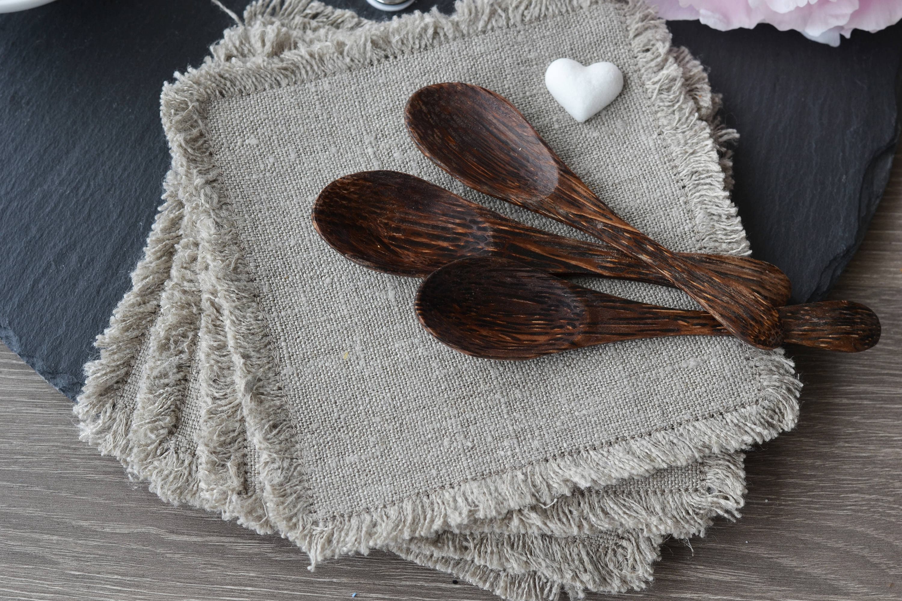 Set of 4 Linen Coasters / Double Sided / Cocktail Napkin / Cup Coaster ...