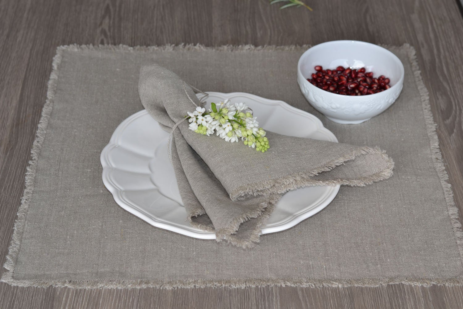 Set of Two Rustic Linen Placemats / Stonewashed Linen / Placemat With ...