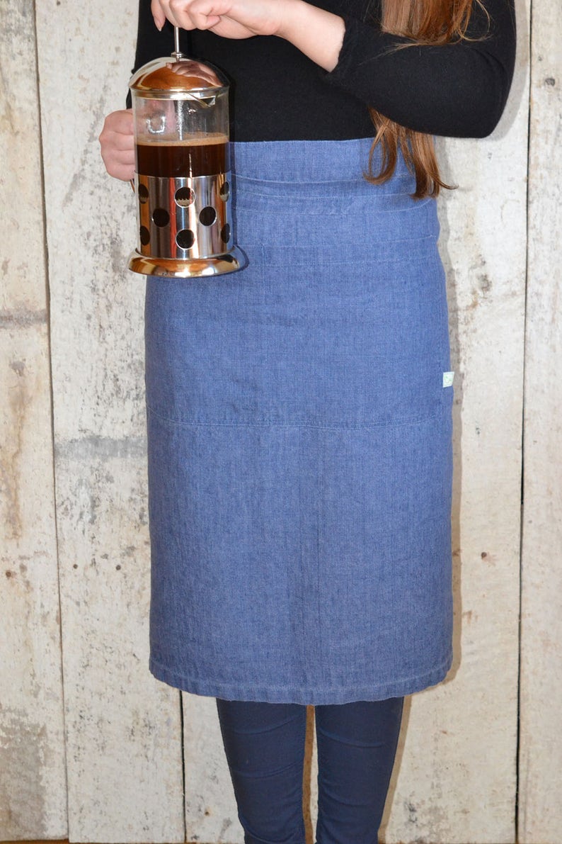 Linen Garcon Apron / Jeans Color Linen / Stonewashed Apron / Rustic ...