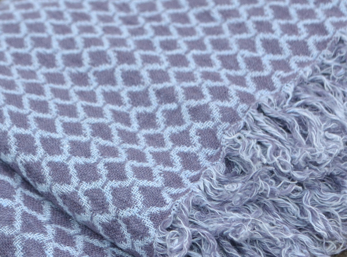 Lovely Violet and Baby Blue Linen Blanket. Double Sided. as - Etsy