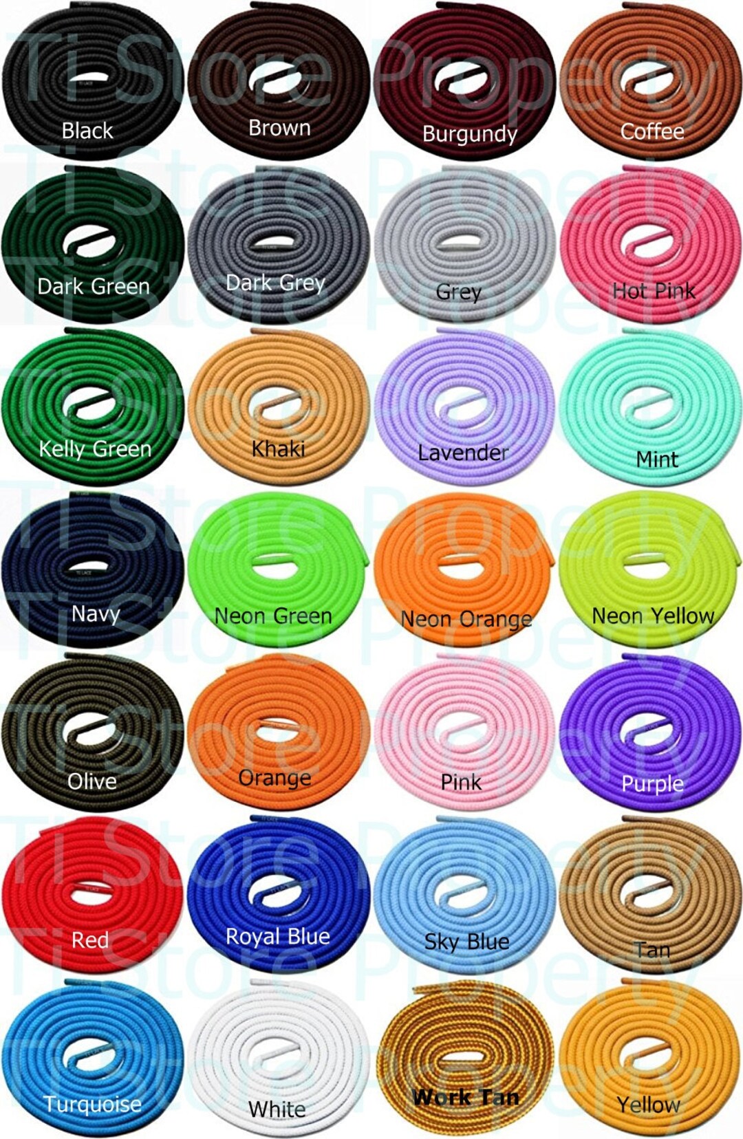 Round Shoelaces 3/16" Wide Solid Colors Several Lengths for Sneakers ...