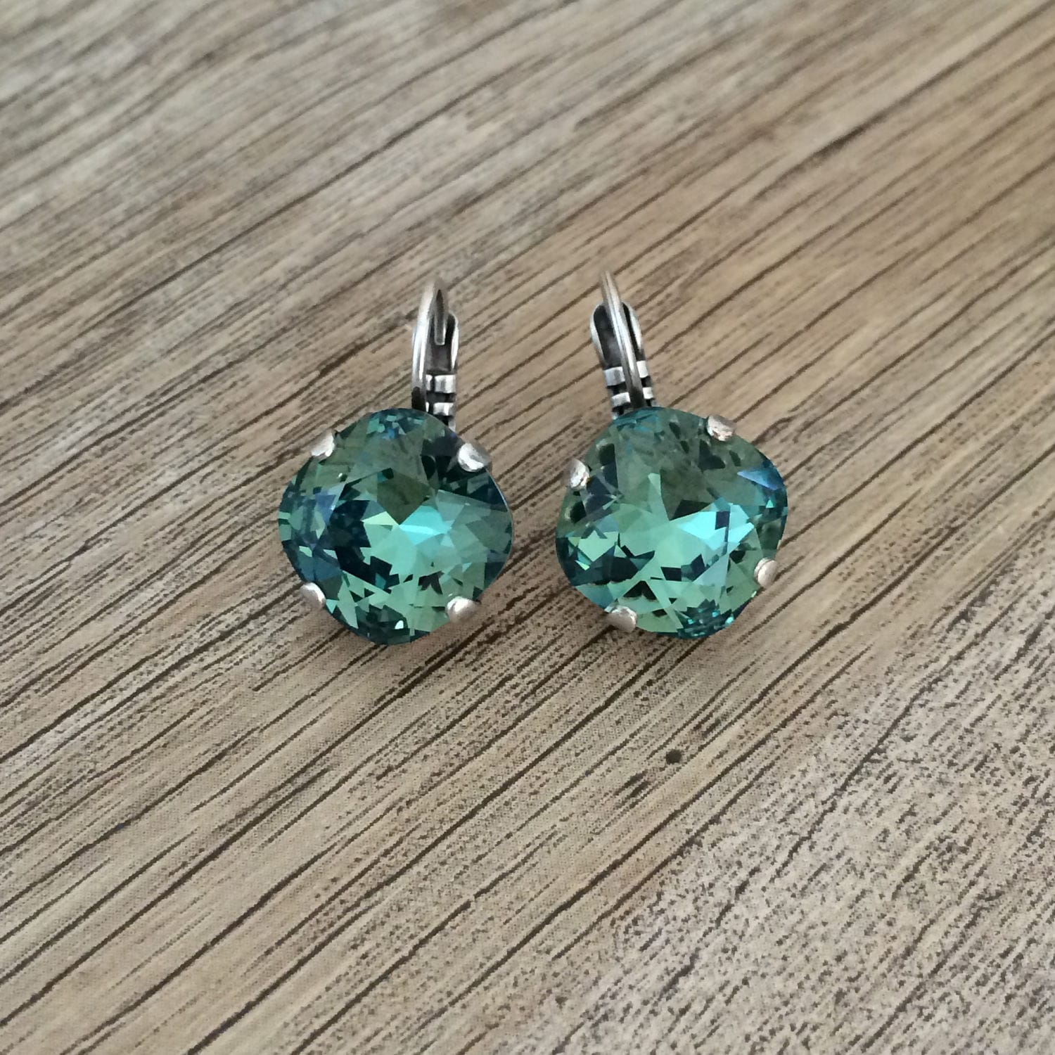 Erinite Green 12mm Cushion Cut Crystal Earrings Antique - Etsy