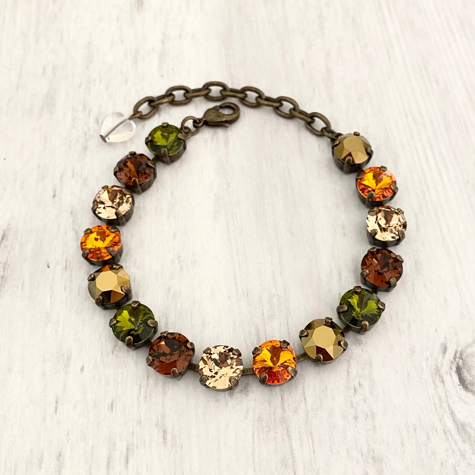 Fall Tones 8mm Bracelet // Fall Bracelet // Antique Brass // - Etsy