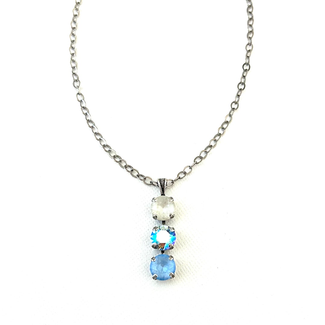 Sky Blue Three Drop 8mm Crystal Necklace ~ New Sky Ignite ~ Light ...