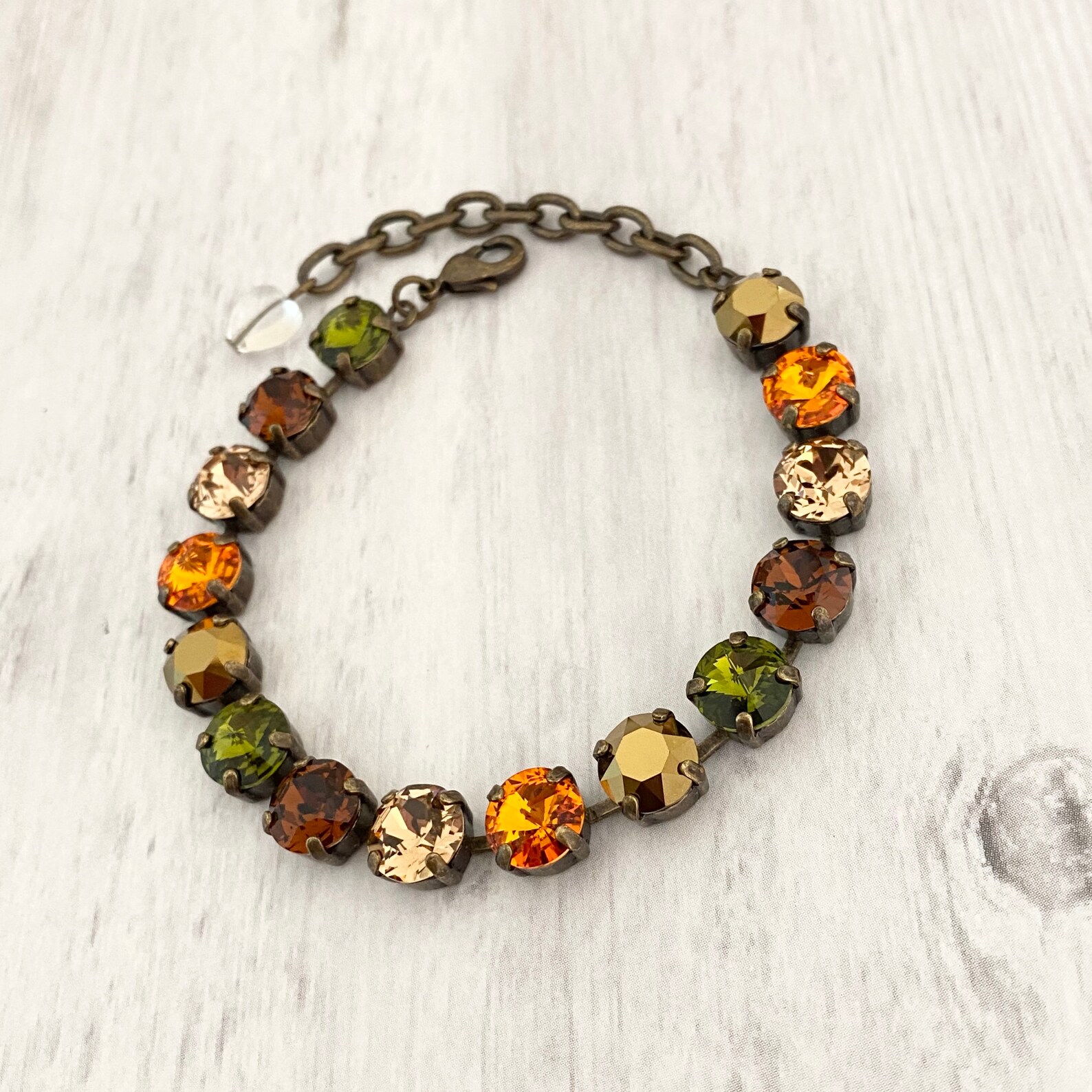 Fall Tones 8mm Bracelet // Fall Bracelet // Antique Brass // - Etsy