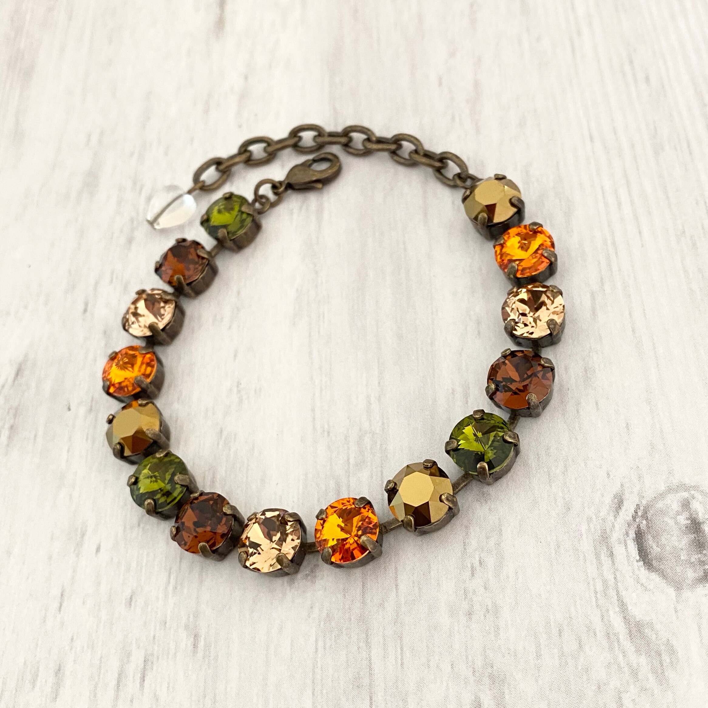 Fall Tones 8mm Bracelet // Fall Bracelet // Antique Brass // - Etsy