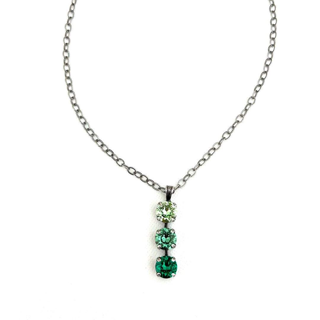 Shamrock Shine Three Crystal Drop 8mm Necklace ~ Shades of Green ~ St ...