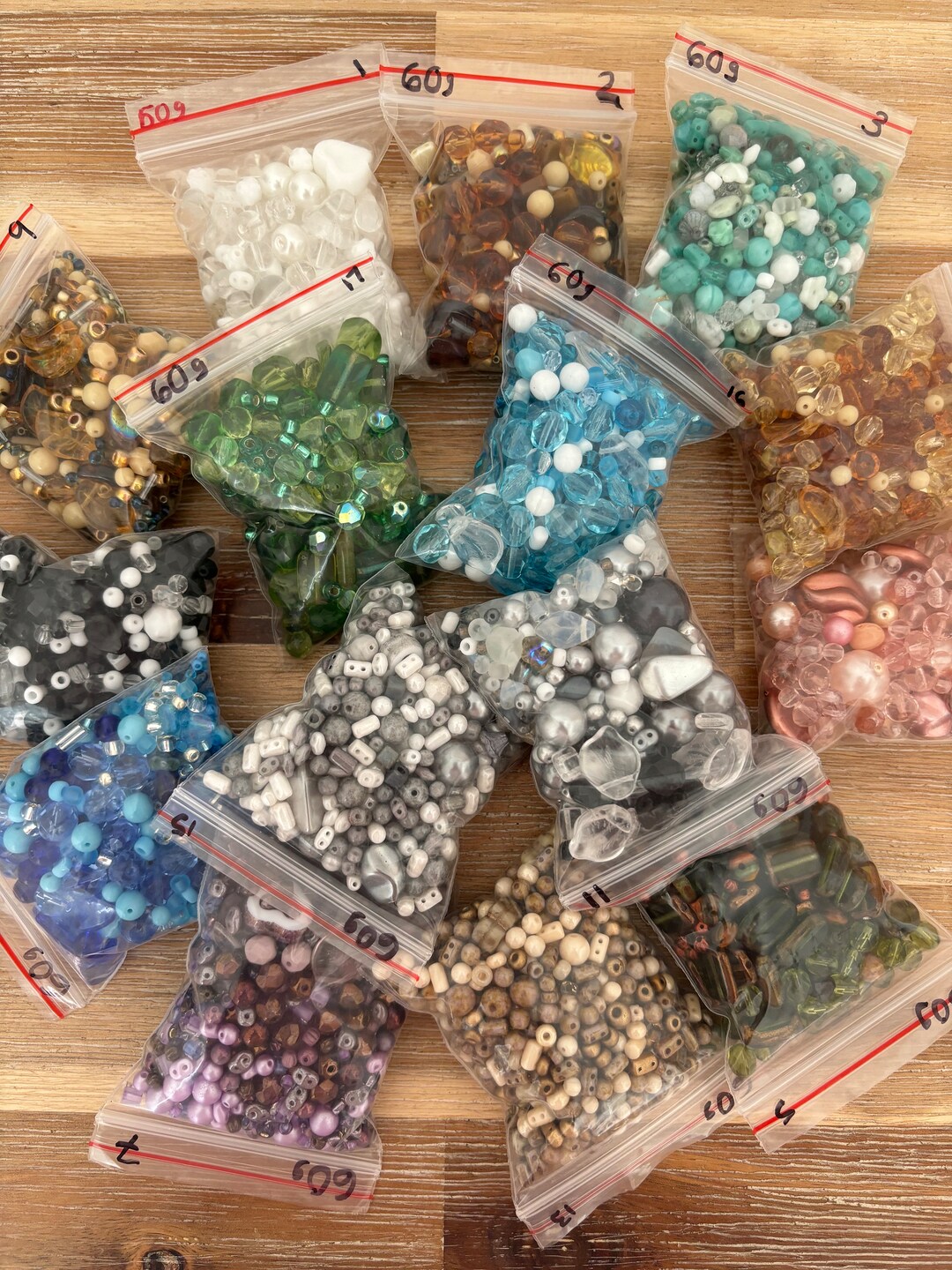 Unique Czech Glass Bead Mix | Choose Colour | 60g Bag | Quality Beads ...