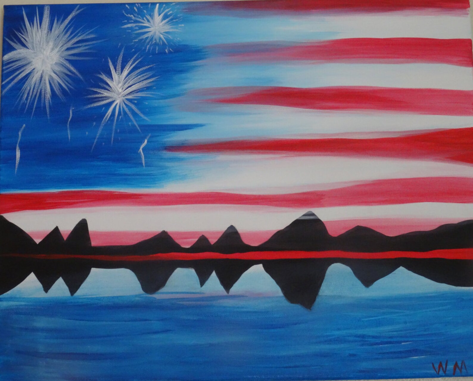 Acrylic Flag Painting America the Beautiful An Original | Etsy