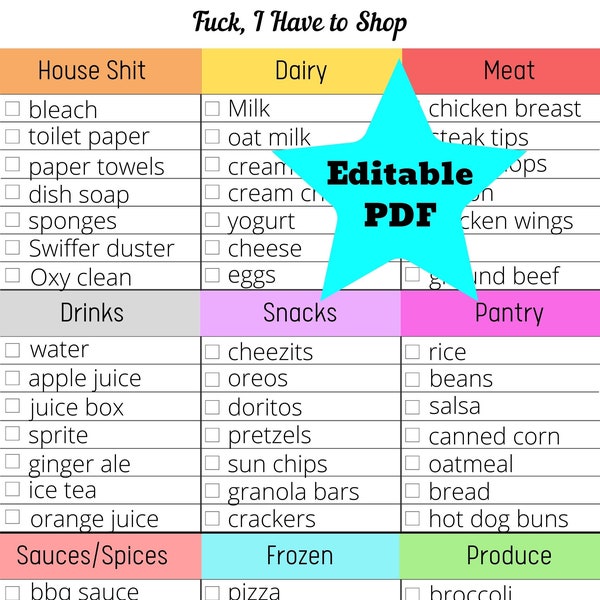 Funny Shopping List - Etsy