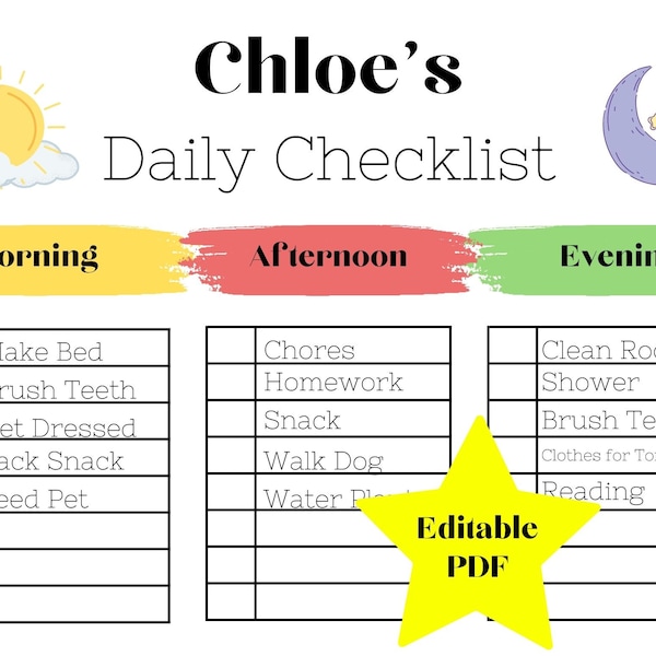 Kids Checklist Template - Etsy Australia