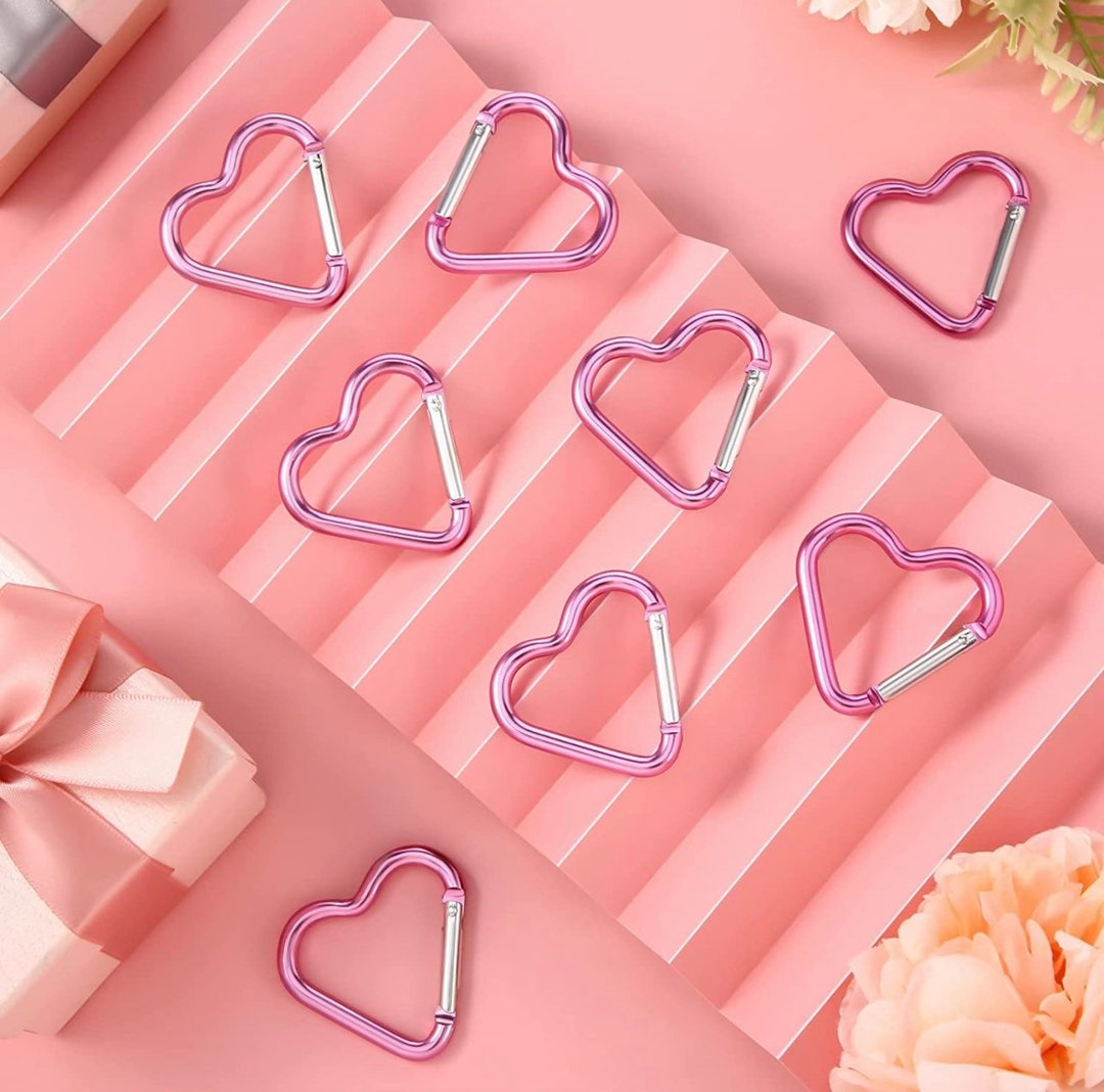 Light Pink Heart Shape Keychain Clip Holder, Aluminum Alloy Carabiner ...