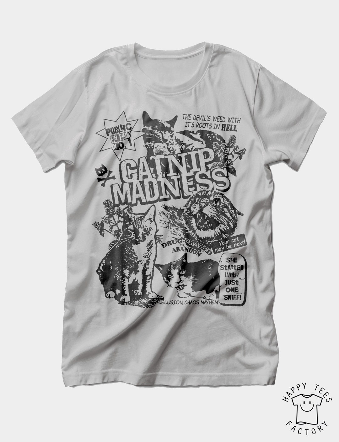 Funny Catnip Madness & Cat Print T-shirts, Boss Gift Shirt, Dad ...
