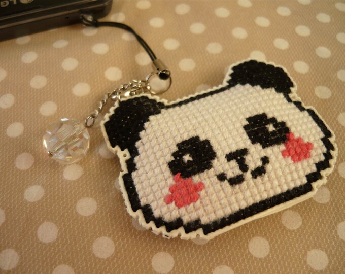 Cross Stitch Phone Charm Panda, Gift for Teens, Cute Keychain, Kawaii ...